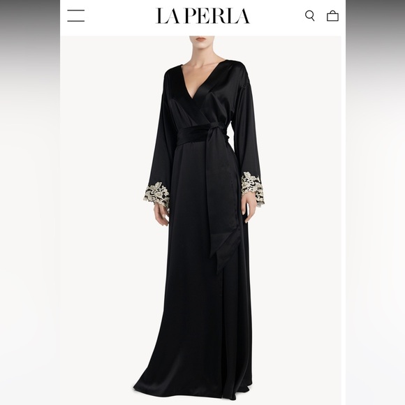 La Perla | Intimates & Sleepwear | La Perla Maison Black Long Silk Robe ...